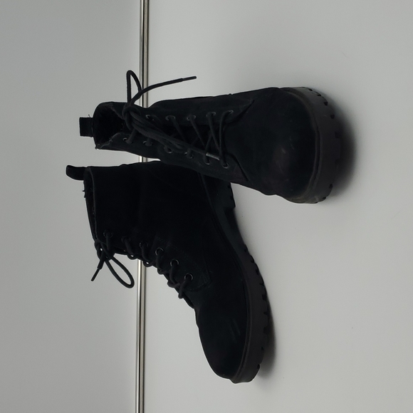 Divided | Shoes | Divided Solid Black Ankle Combat Style Lace Up Boots ...